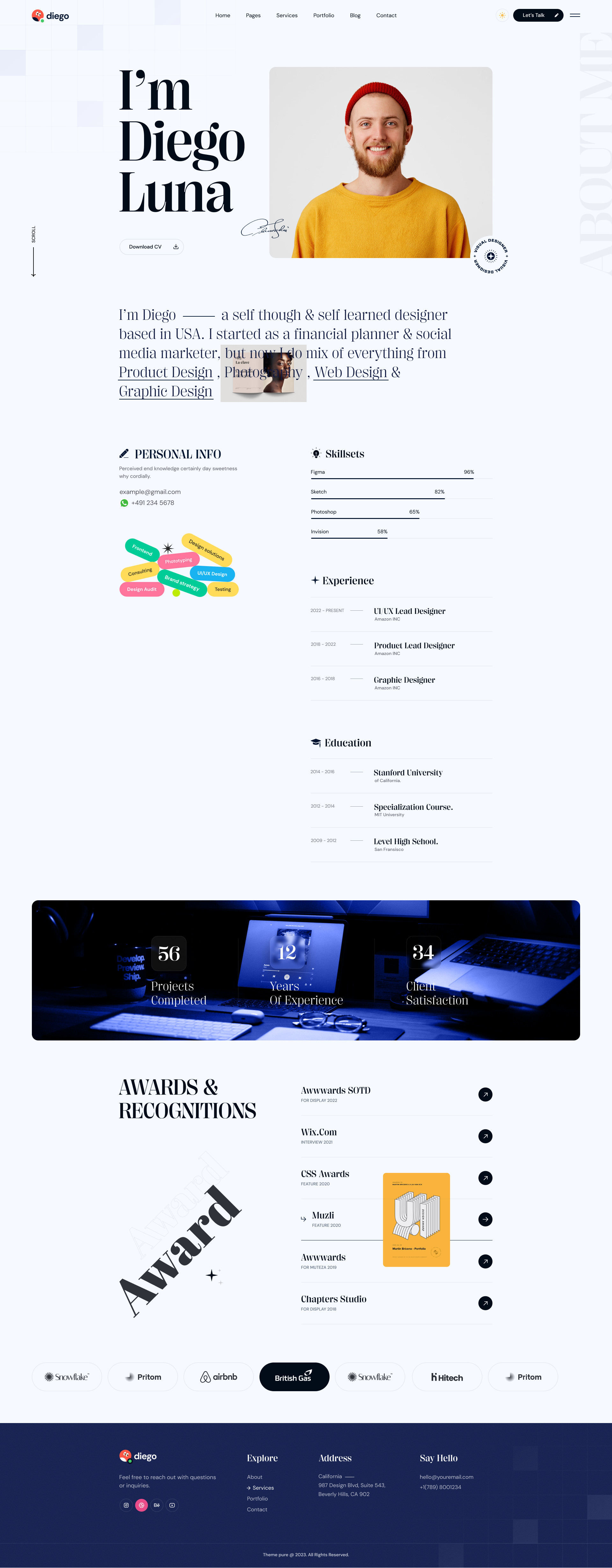 Diego - Personal Portfolio Figma Template by AQLOVA | ThemeForest